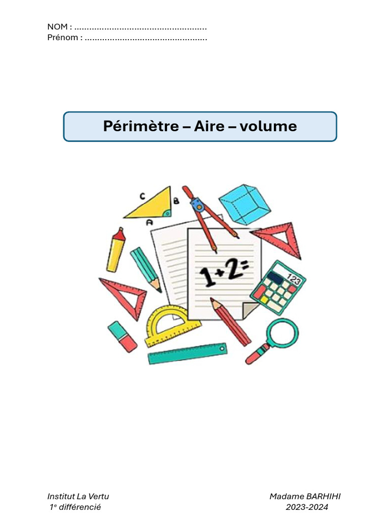 Périmètre - Aire - Volume | PDF