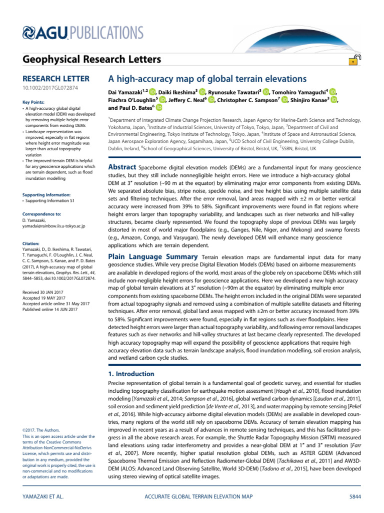 A High-Accuracy Map of Global Terrain Elevations A | PDF