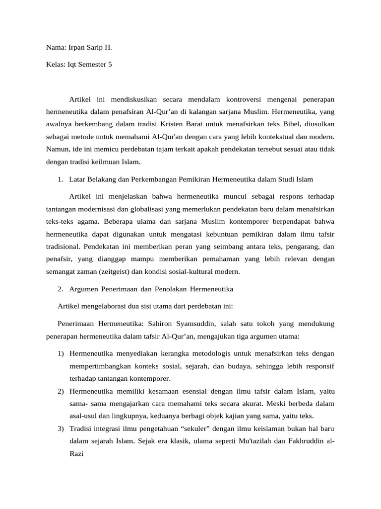 Irpan Sarip Resume Artikel | PDF