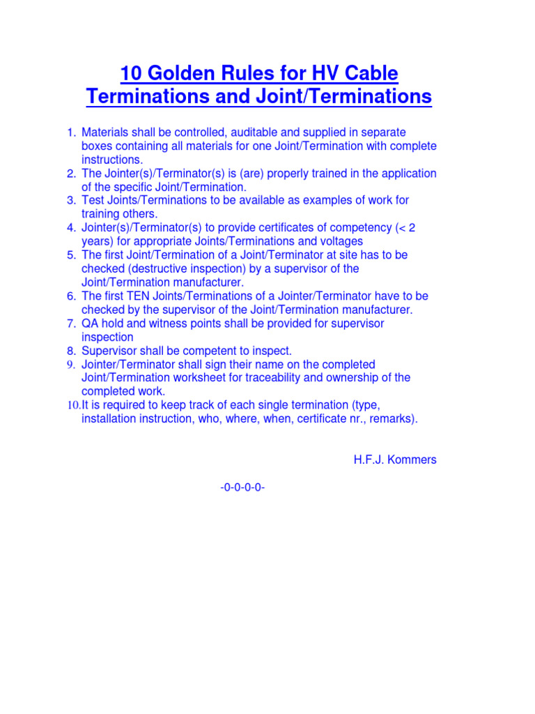 10 Rules for HV Cable Terminations | PDF