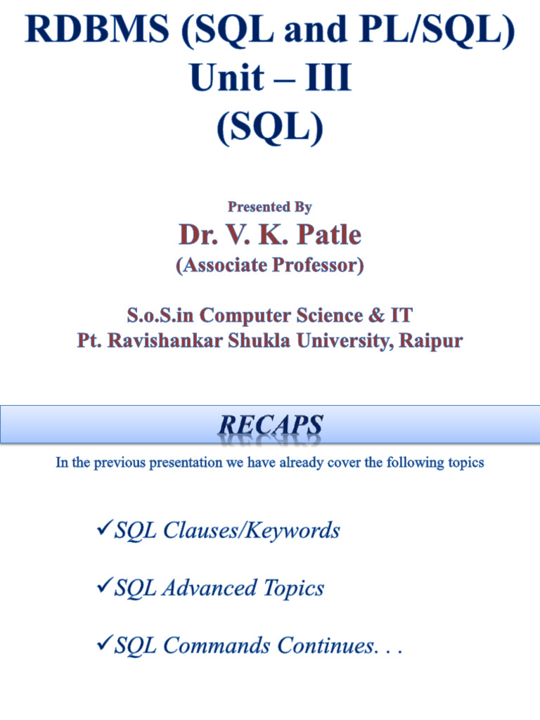 RDBMS Unit-4 (Part - 3) | PDF