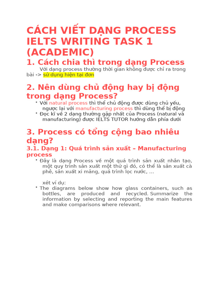 Cách Viết Dạng Process Ielts Writing Task 1 | PDF