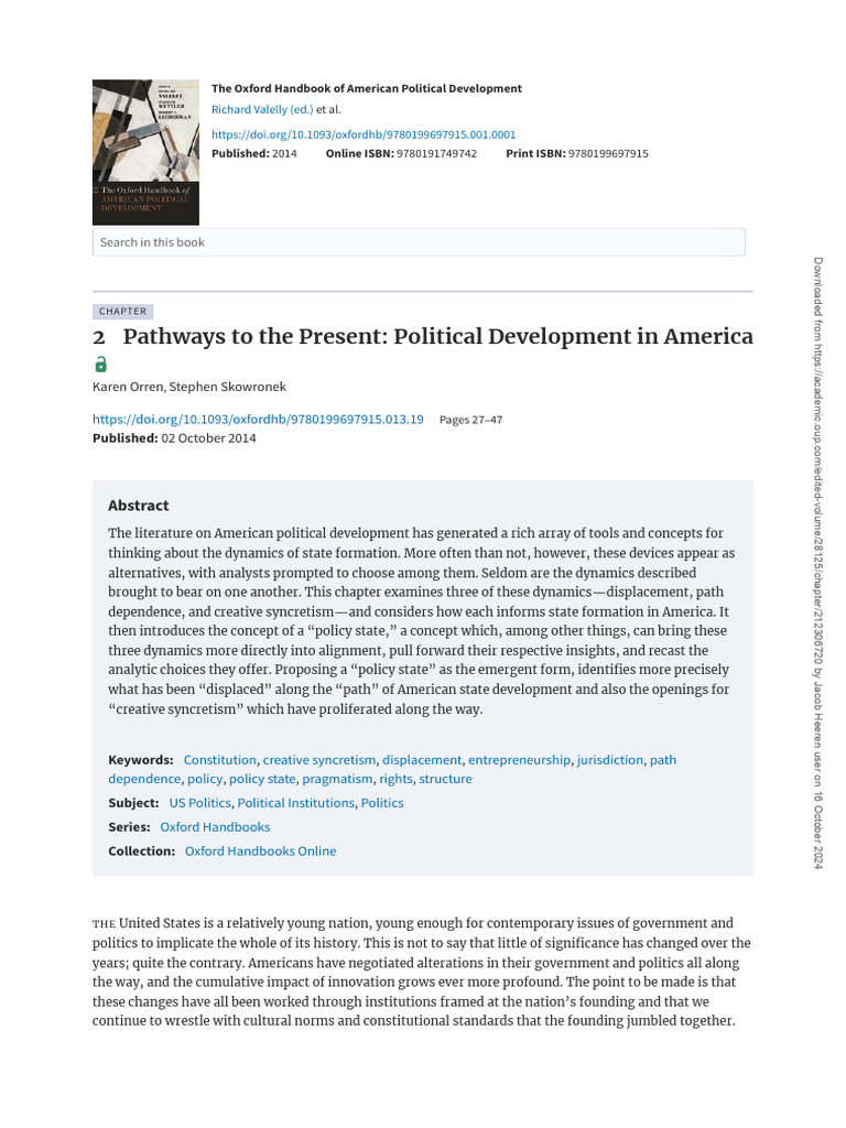 2 Pathways To The Present: Political Development in America | PDF