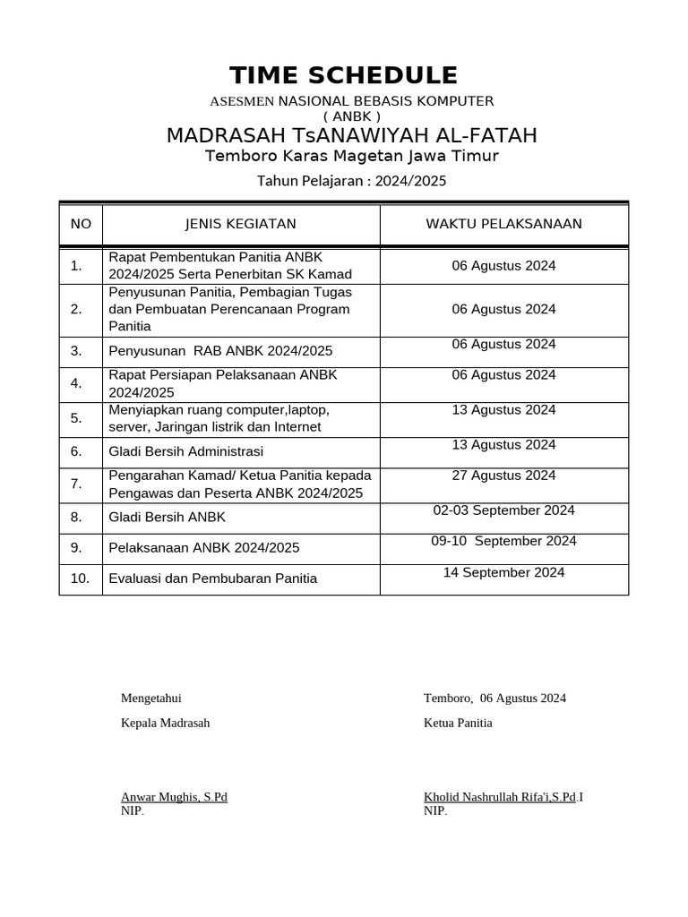 Time Scedule AKMI 2024 | PDF