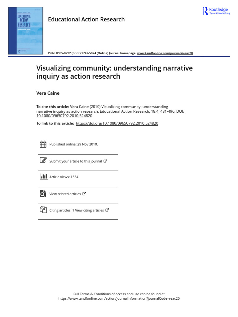 Visualizing Community Understanding Narrative Inquiry As Action ...