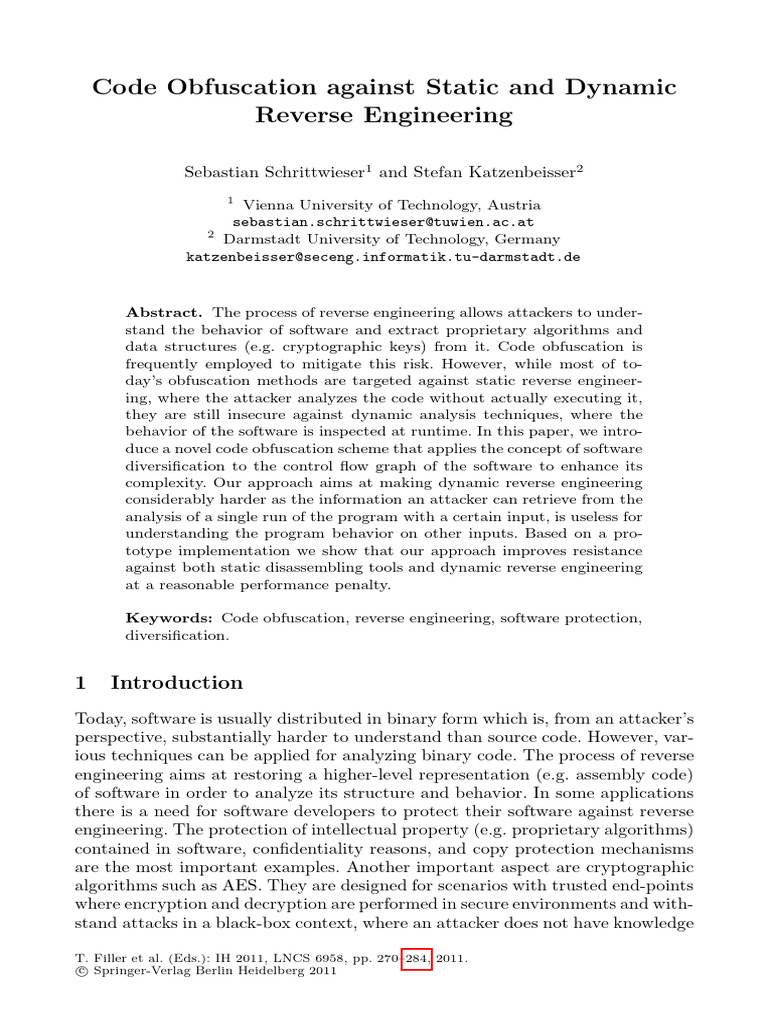Code Obfuscation Against Static and Dynamic | PDF | Cryptography | Software