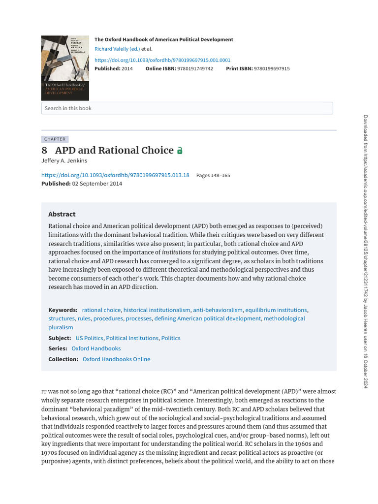 8 APD and Rational Choice: Search in This Book | PDF