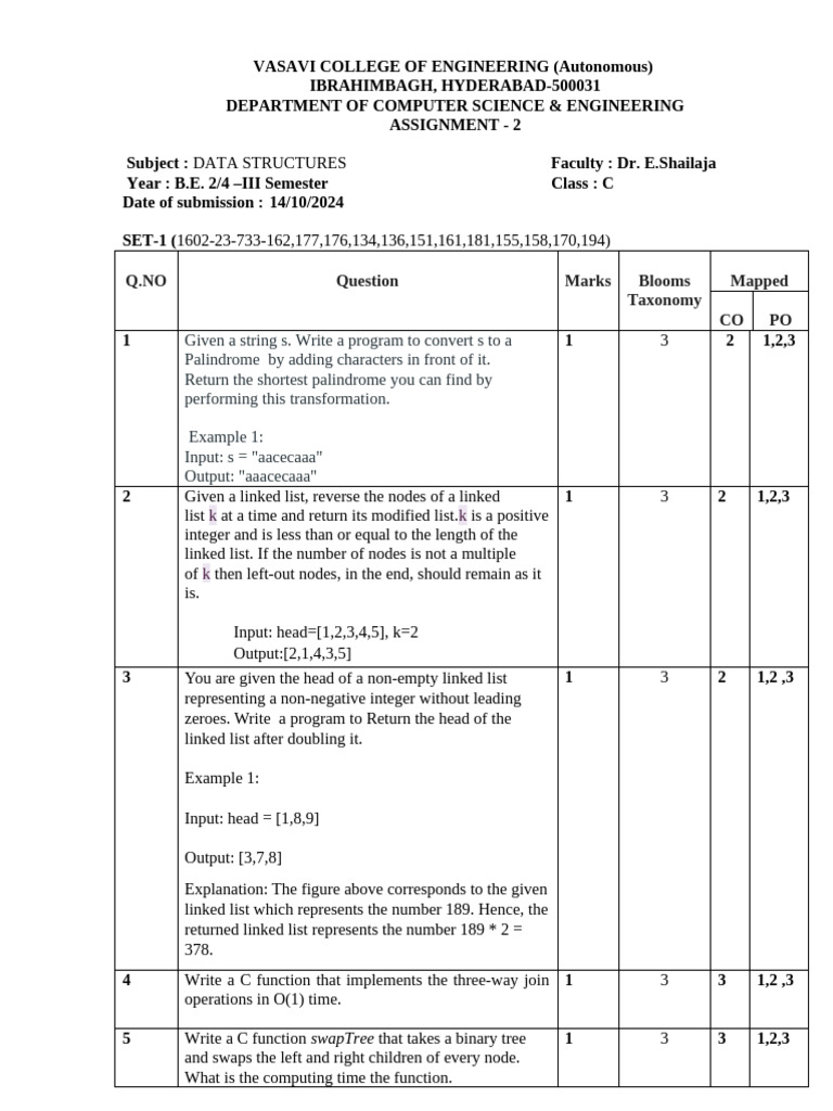 BE_CSE_C_III_DS_ASSIGNMENT_2_2024-25 | PDF