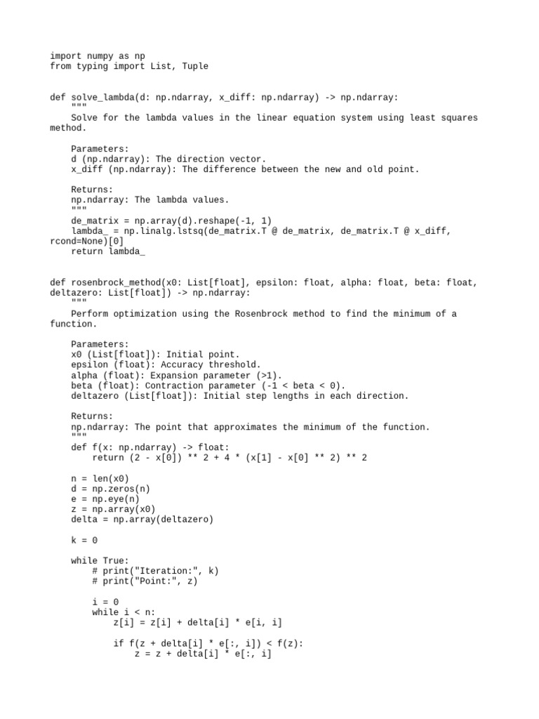 Rosenbrock Method in Python | PDF