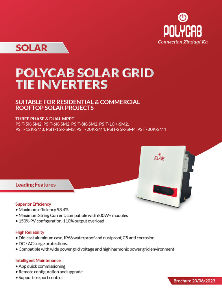 Polycab 3Ph Solar Grid Tie Inverter 5kw 30kw 210623 | PDF