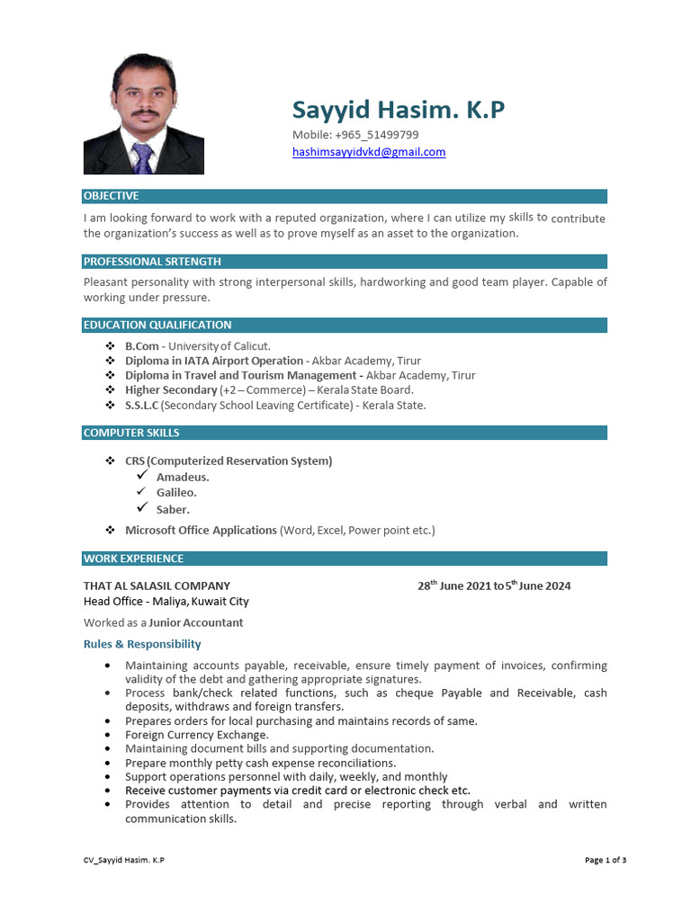 Resume - Sayyid Hasim - KP | PDF