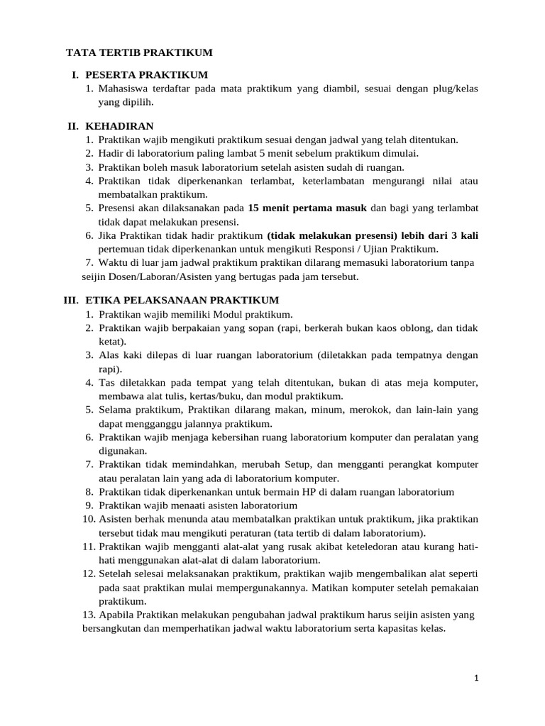TATA TERTIB LAB | PDF