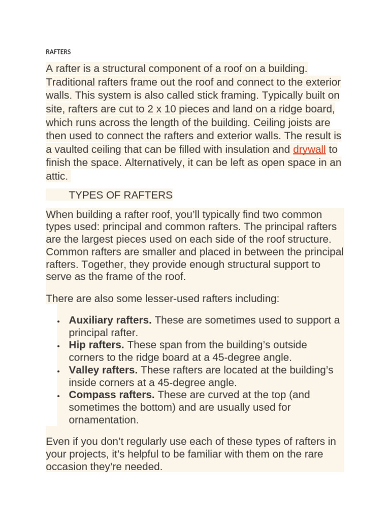 RAFTERS | PDF | Framing (Construction) | Home & Garden