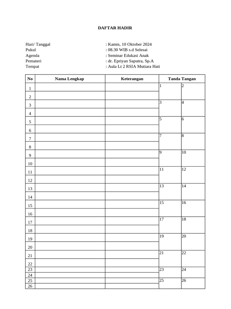 DAFTAR HADIR | PDF