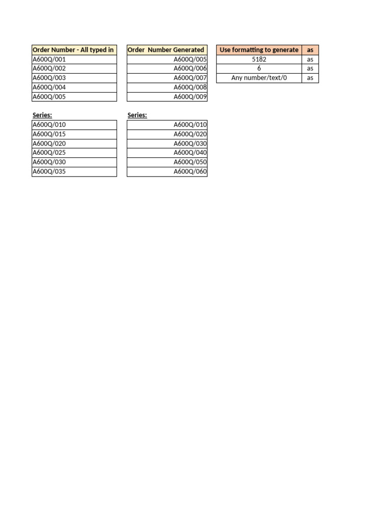 Order Number Formatting and Calendar Setup | PDF
