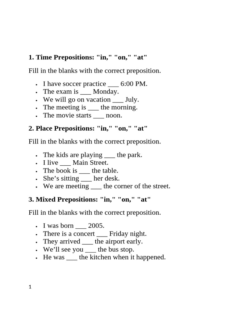 In On at Exercices | PDF