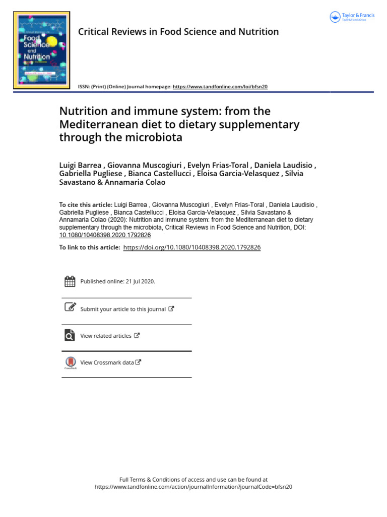 Nutrition and Immune System From The Med | PDF
