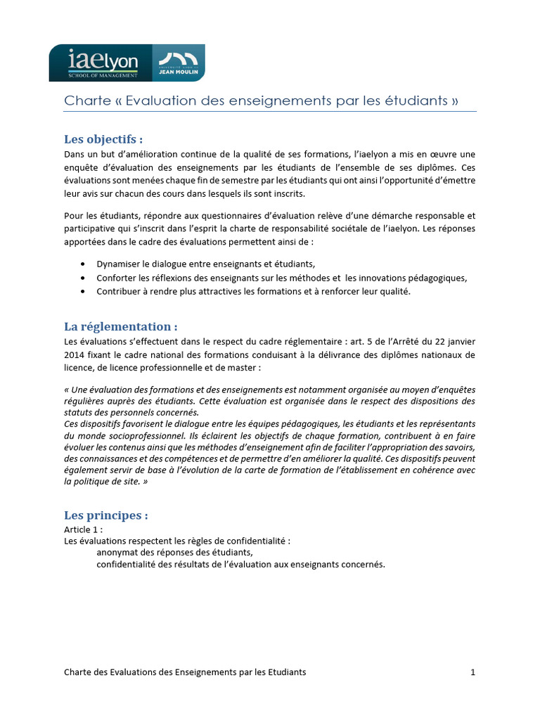 Charte Evaluation | PDF