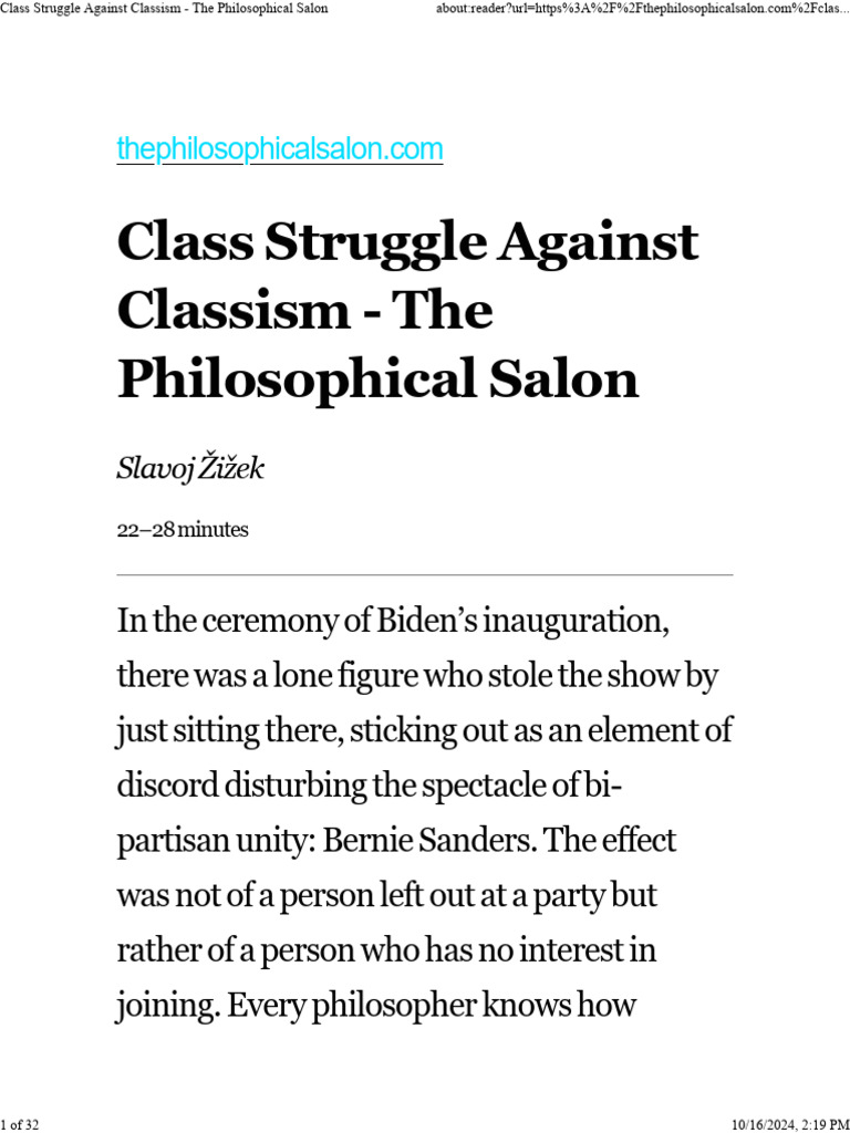 Class Struggle Against Classism - The Philosophical Salon | PDF