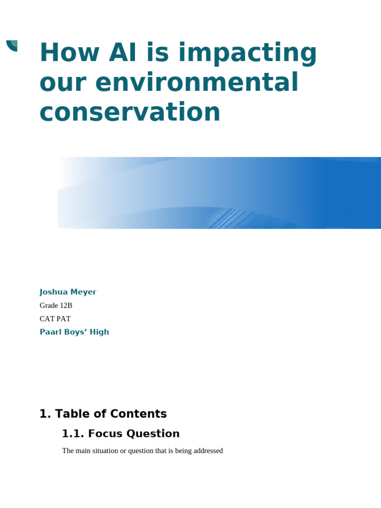 How AI Is Impacting Our Environmental Conservation | PDF | Artificial ...