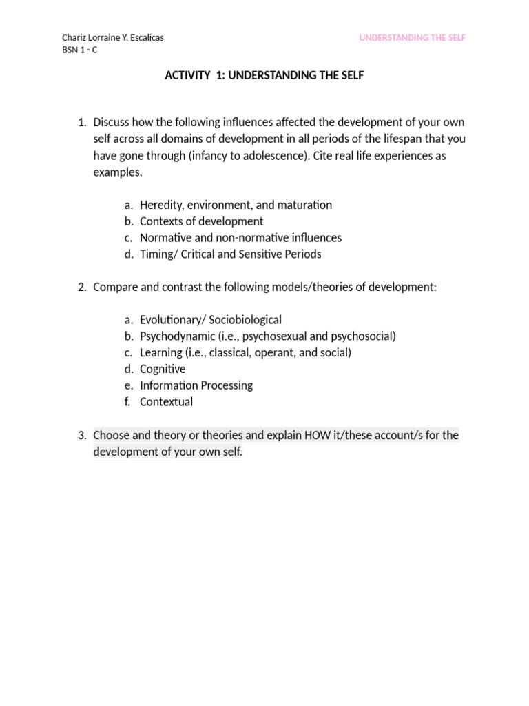 Activity 1 Uts Human Development Escalicas | PDF