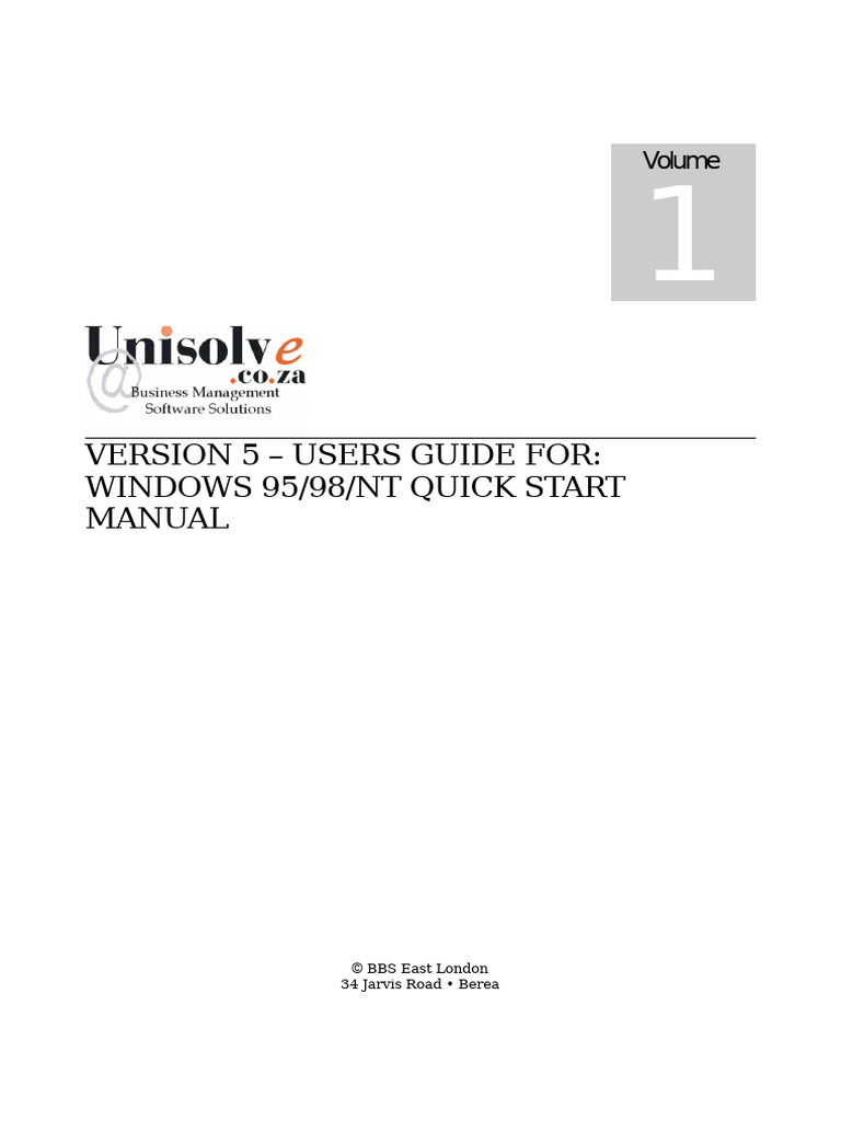 Unisolve Version 5 Users Guide Quick Start | PDF | Barcode | Point Of Sale