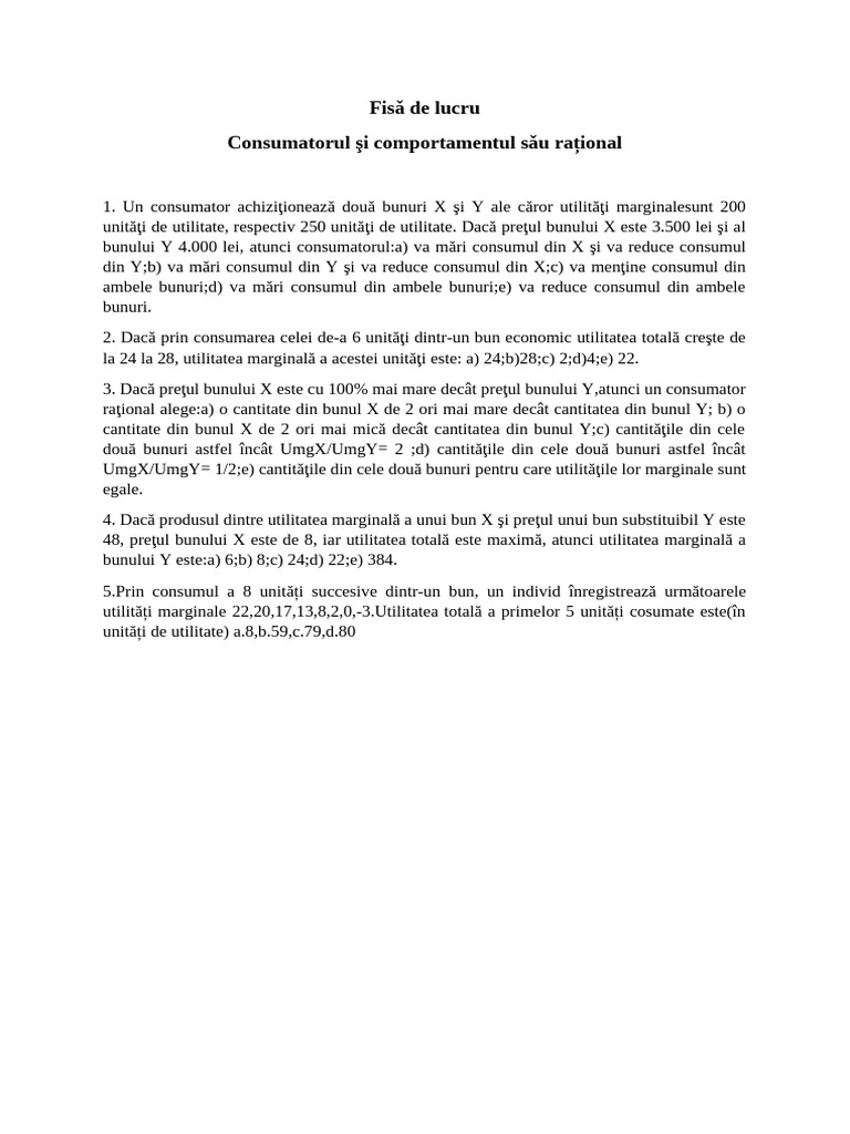 Fisa Lucru Utilitatea | PDF