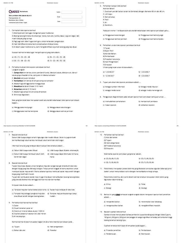 Teks Laporan Percobaan Pdf