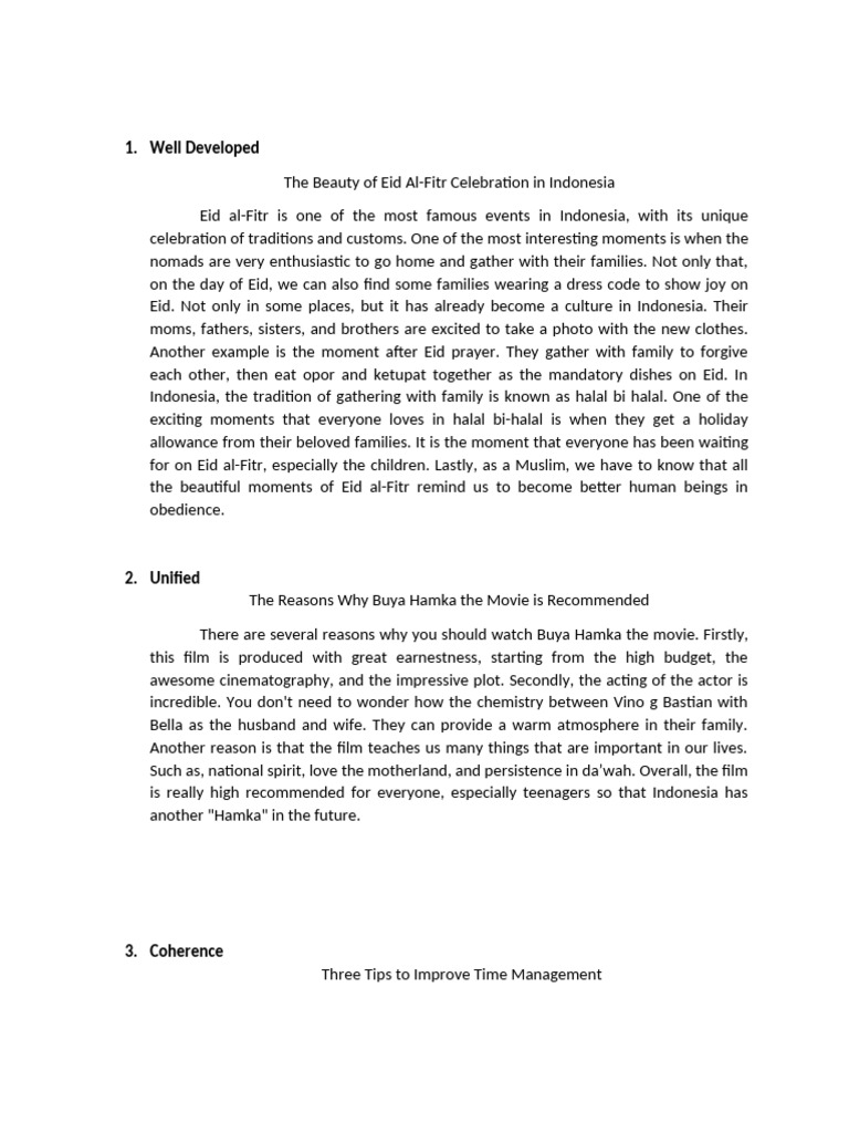 Unified, Coherence, Cohesive Paragraphs | PDF | Academic Degree ...