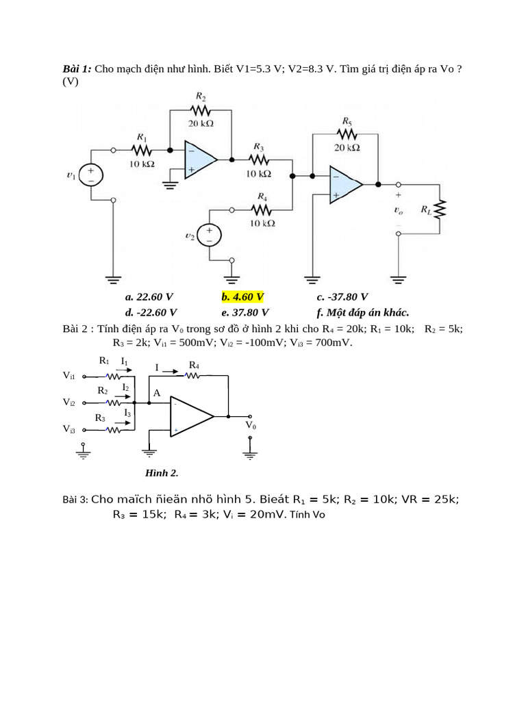 Bai Tap Opamp KT DDT | PDF