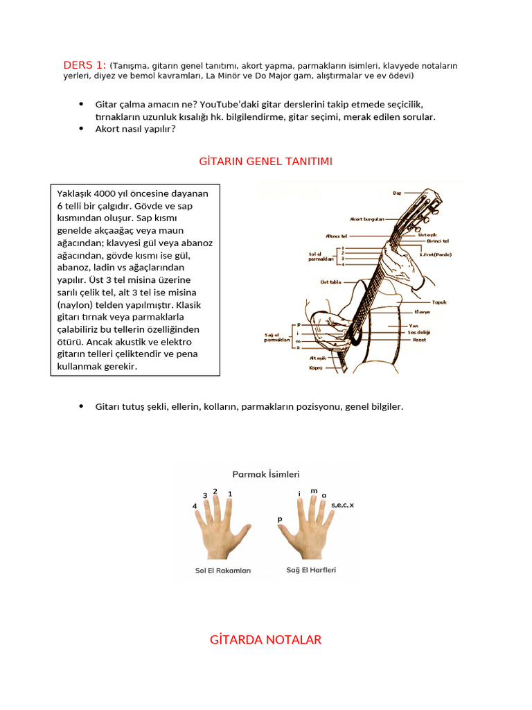 Gi̇tar Ders 1 | PDF