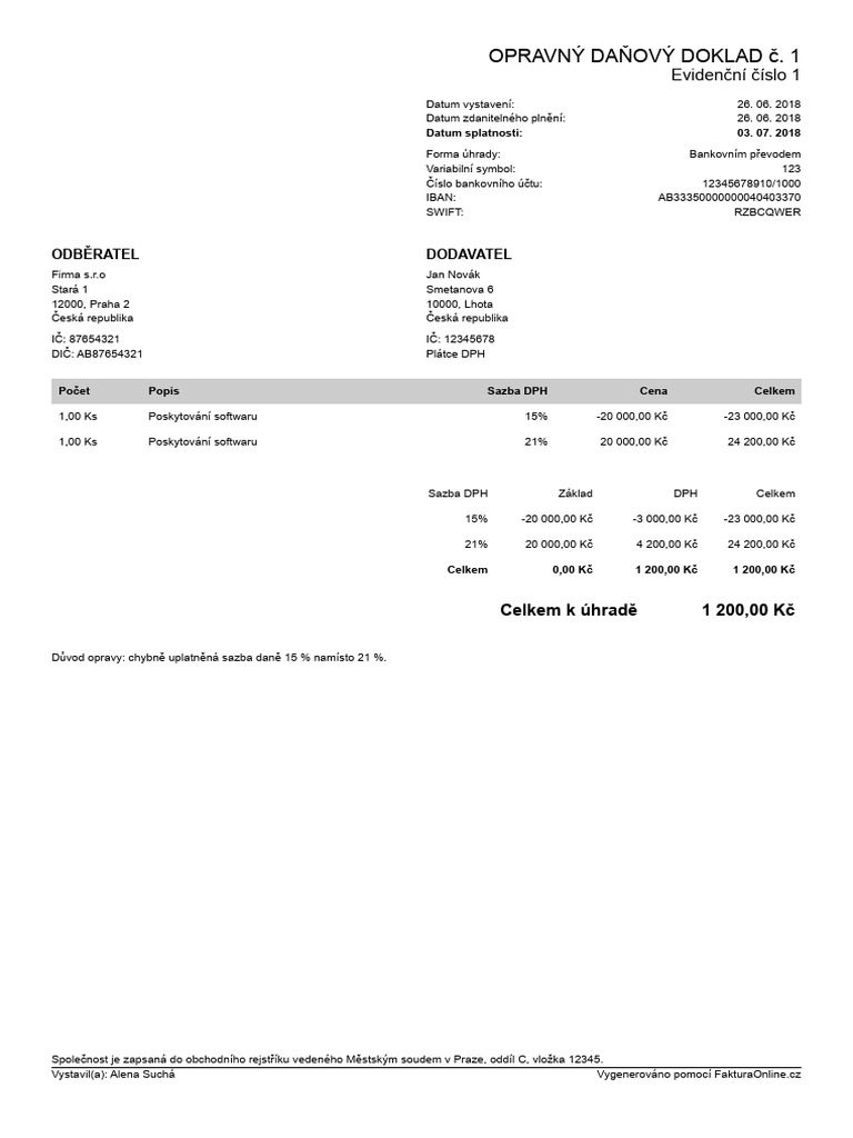 Vat Credit note-cs-CZ | PDF