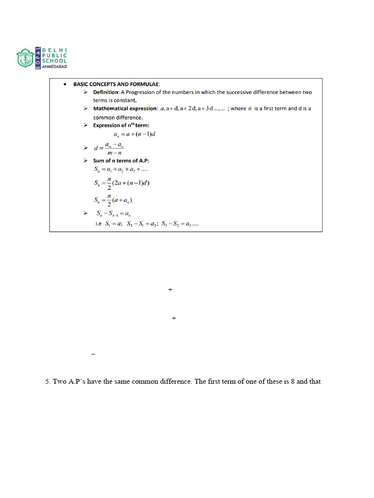 CH 5 Arithmetic Progression | PDF