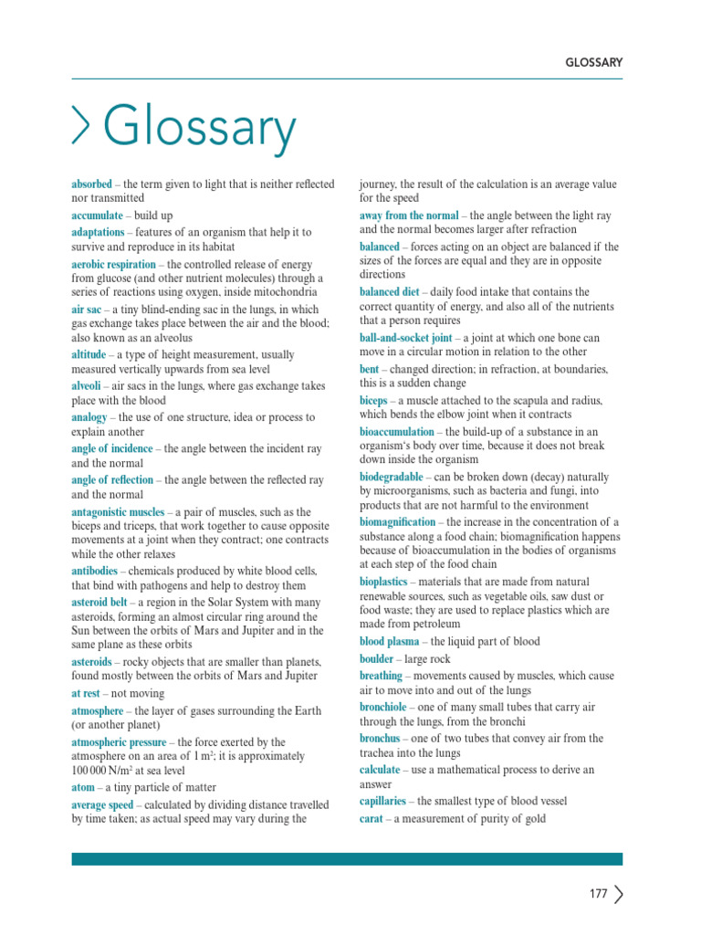 Lower Secondary Science 8 Glossary | PDF