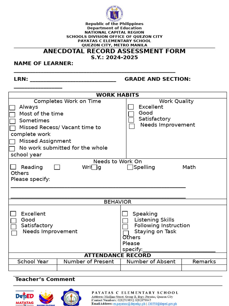 Anecdotal Record | PDF