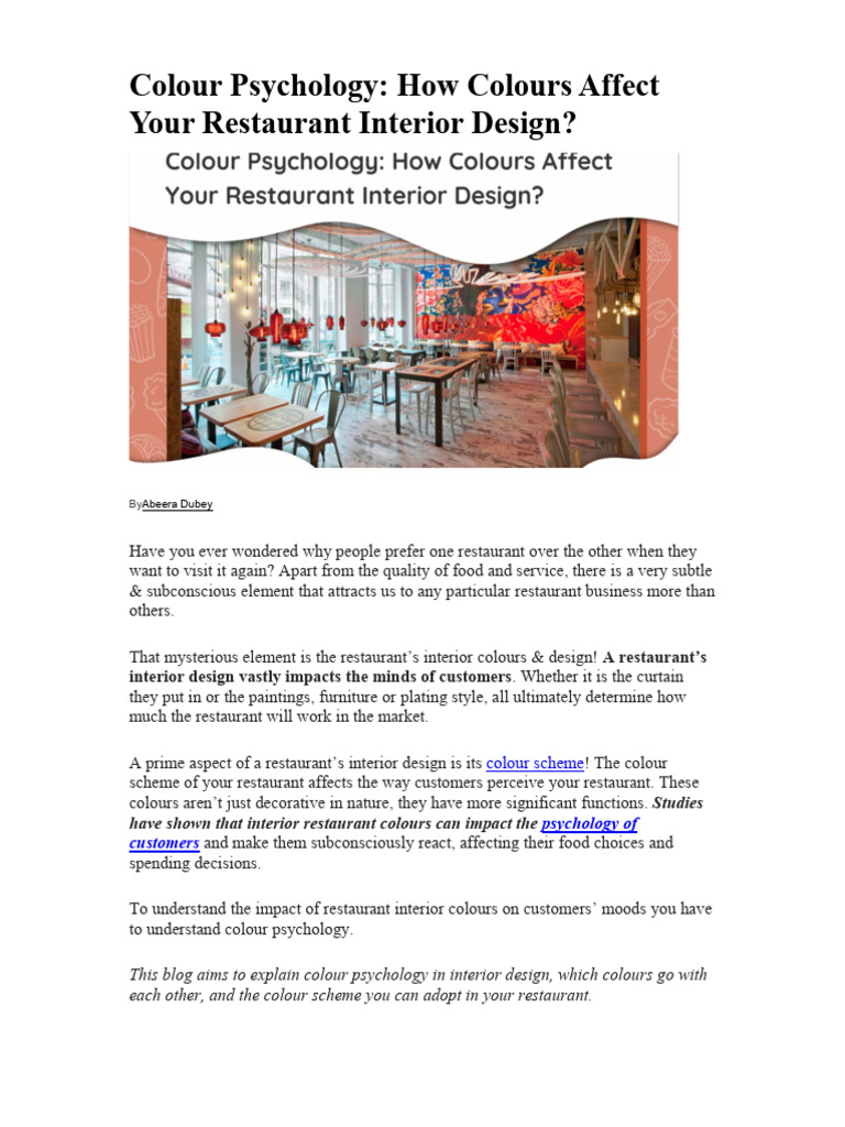 Colour Psychology How Colours Affect | PDF