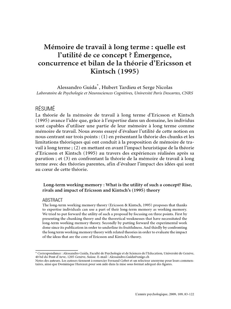 Memoire de Travail A Long Terme Quelle Est Lutilite de Ce Concept ... Memoire de Travail A Long Terme Quelle Est Lutilite de Ce Concept ...