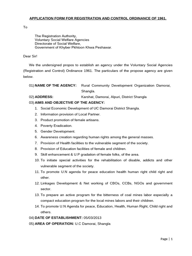 Application Form For Registration RCDO | PDF