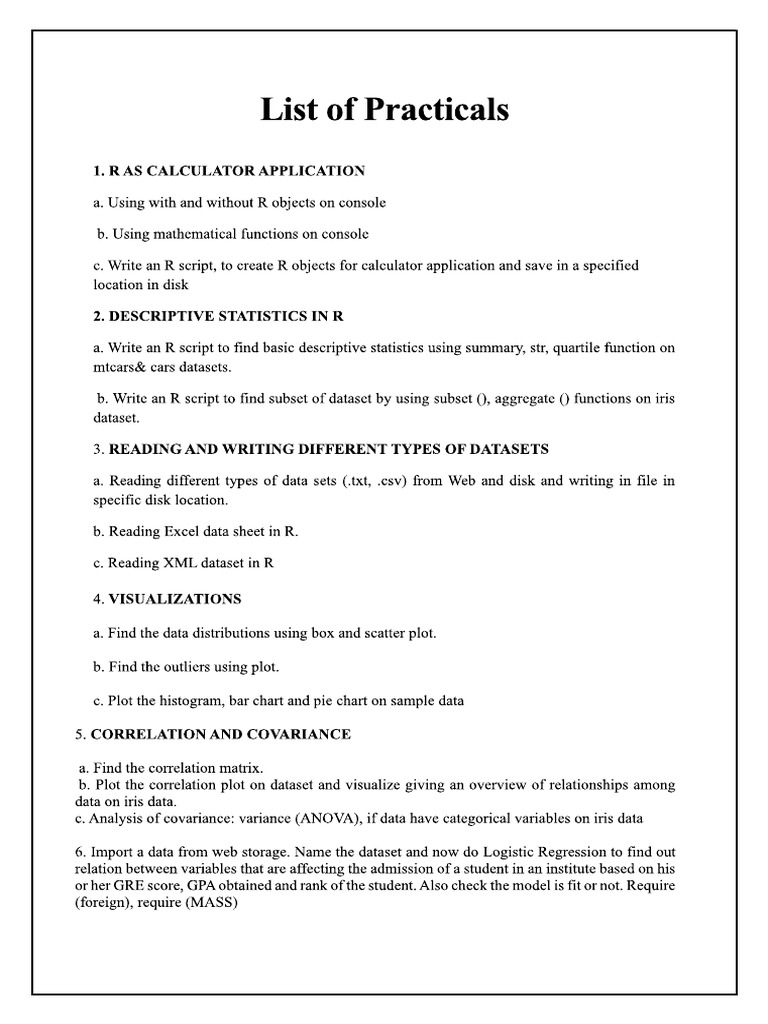 List of Practicals - MLDA | PDF