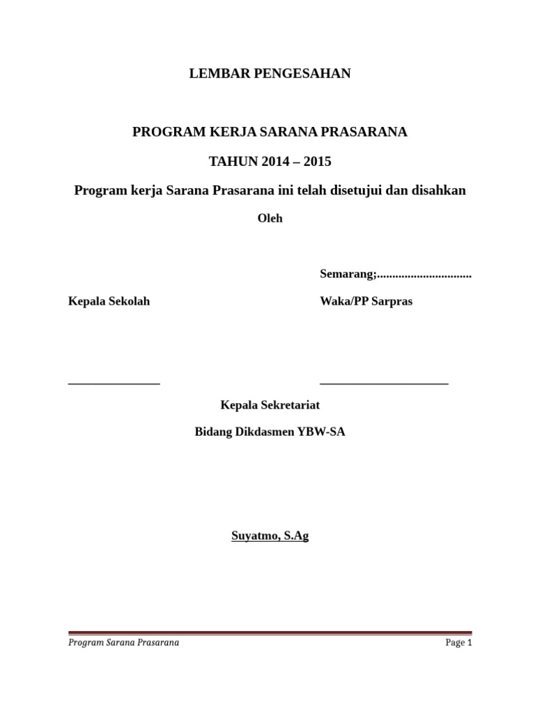 Draf Program Sarpras | PDF