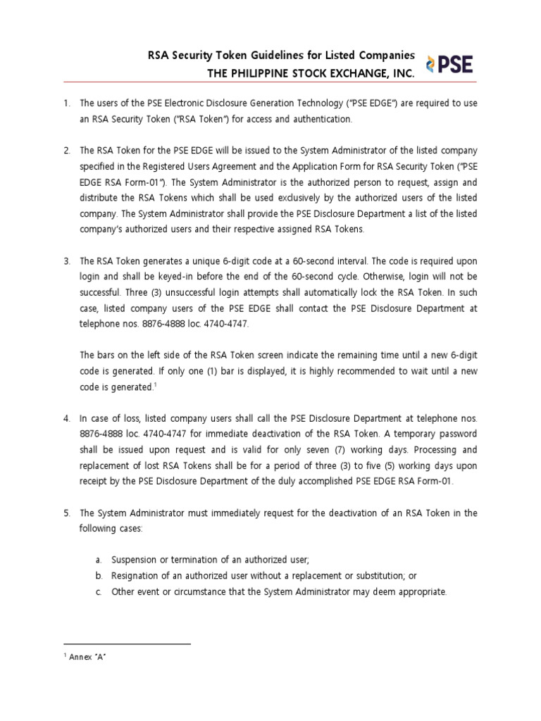 RSA Token Guidelines for PSE Users | PDF | Cyberwarfare | Finance ...