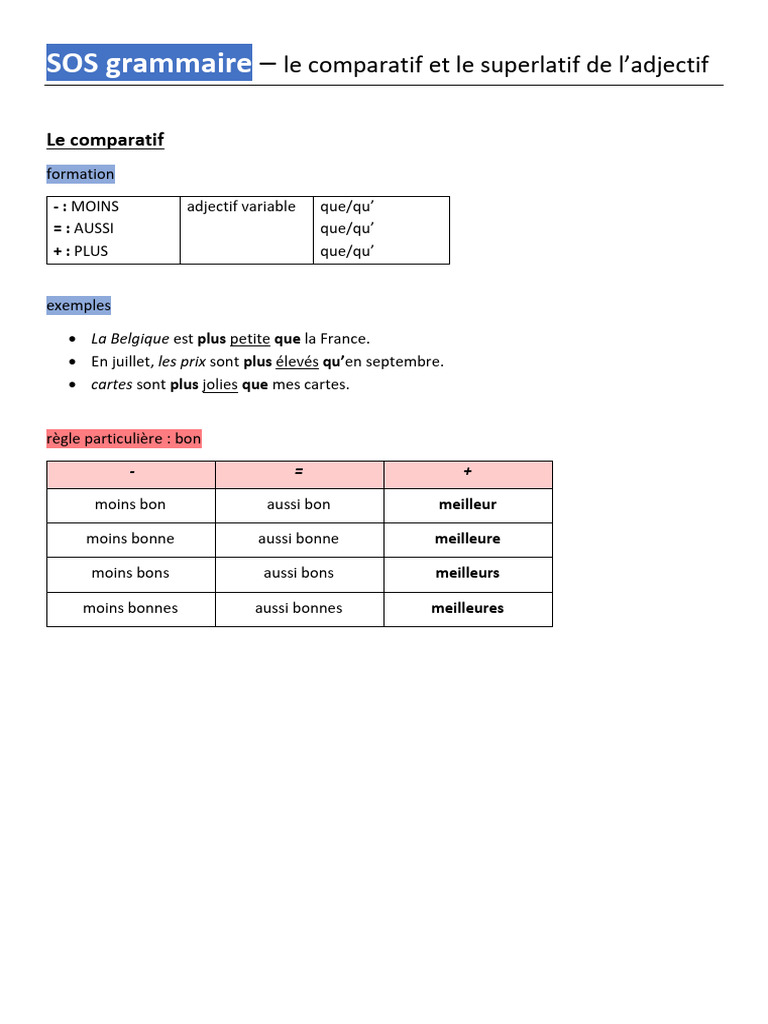 SOS Comp Superl de L'adj | PDF
