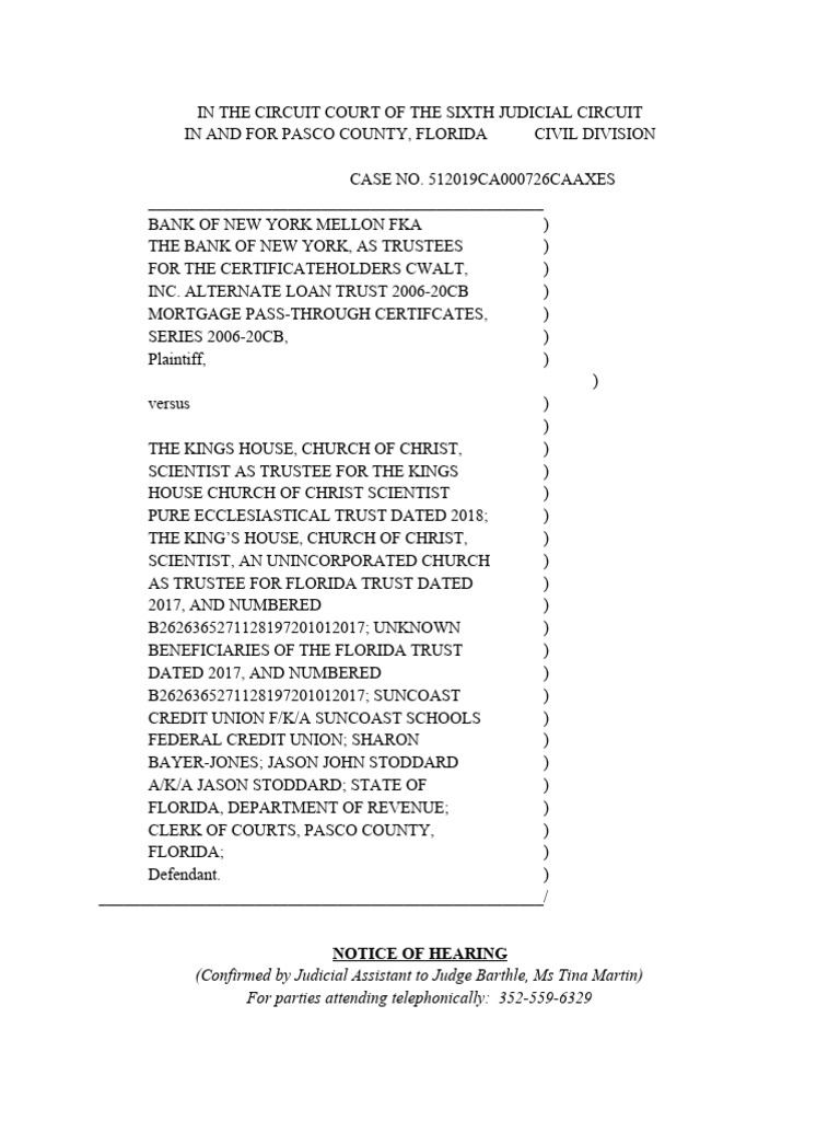Defendants Notice of Hearing | PDF