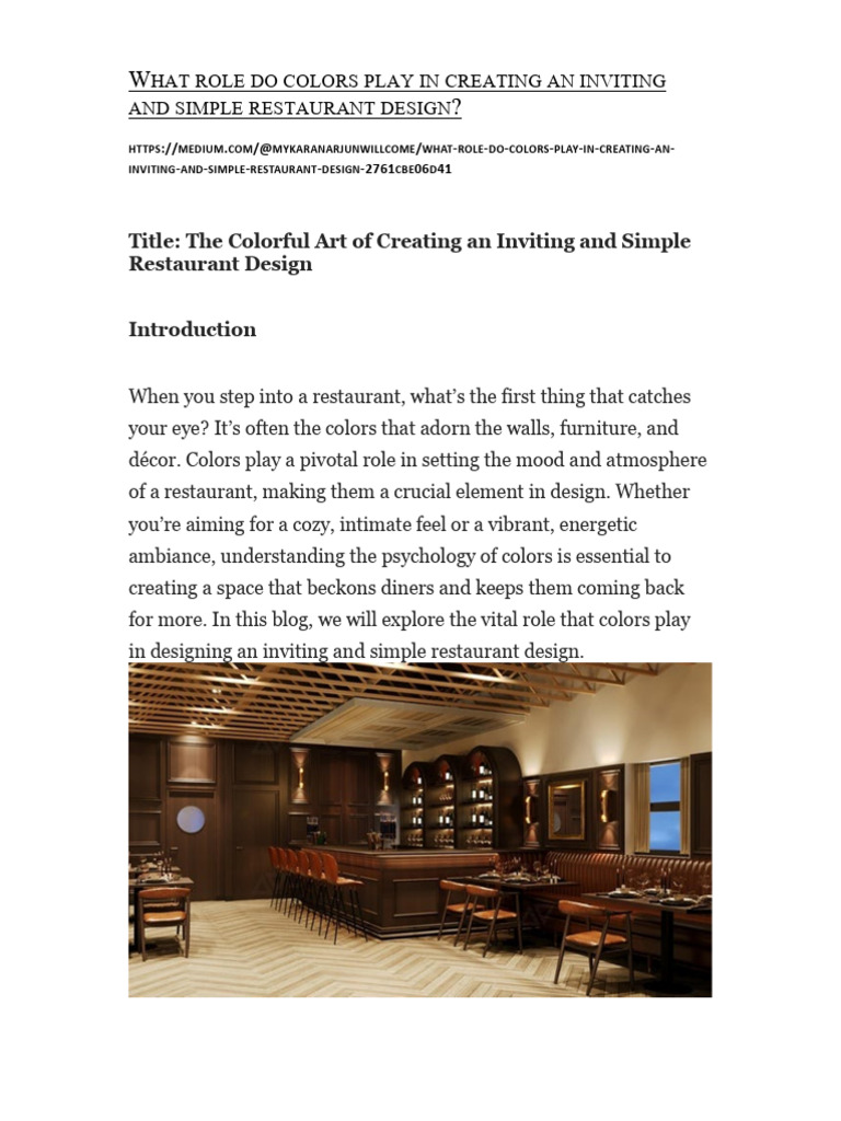 Title: The Colorful Art of Creating An Inviting and Simple Restaurant ...