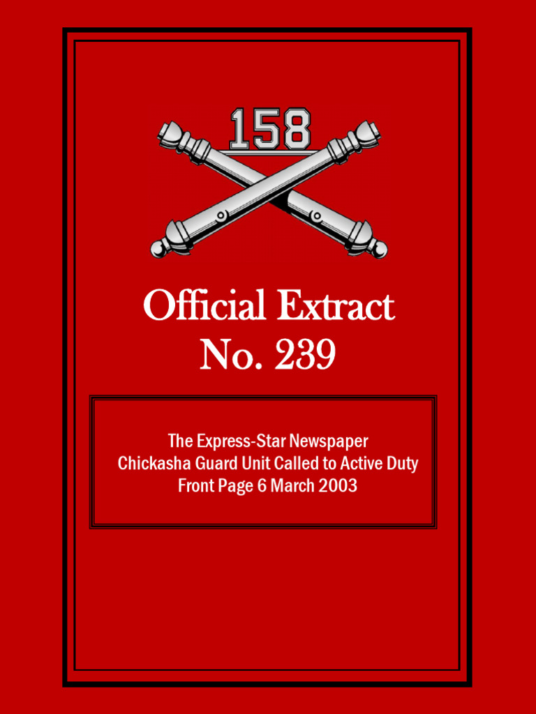 158th Field Artillery Official Extract No. 239 | PDF