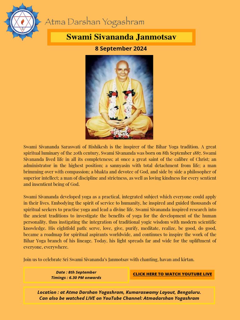 Swami Sivananda Janmotsav 2024 | PDF