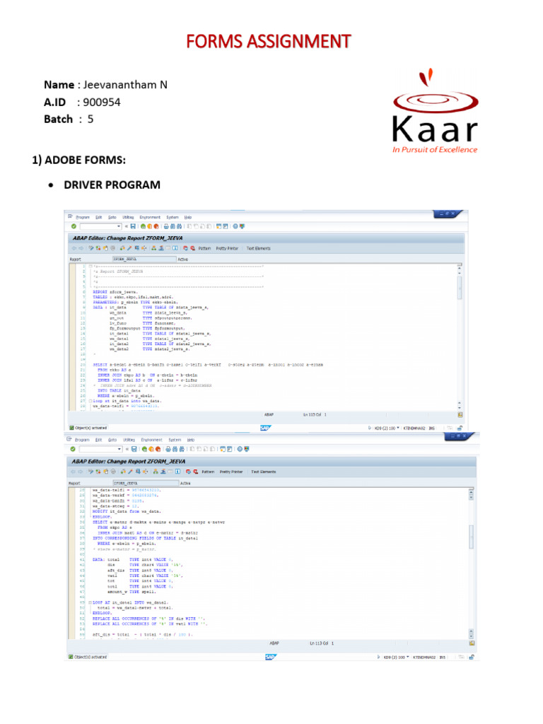 Jeevanantham N Core Abap Forms | PDF