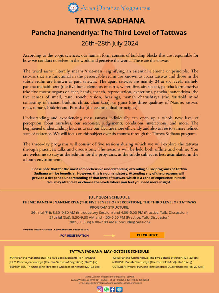 JULY Pancha Jnanendriya (The Five Senses of Cognition) (26-28 Jul 2024 ...