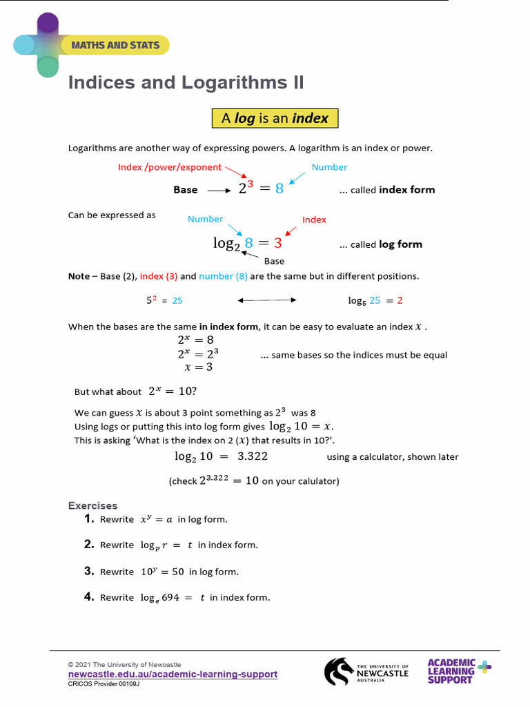 Indices and Logarithms II | PDF | Logarithm | Mathematical Analysis
