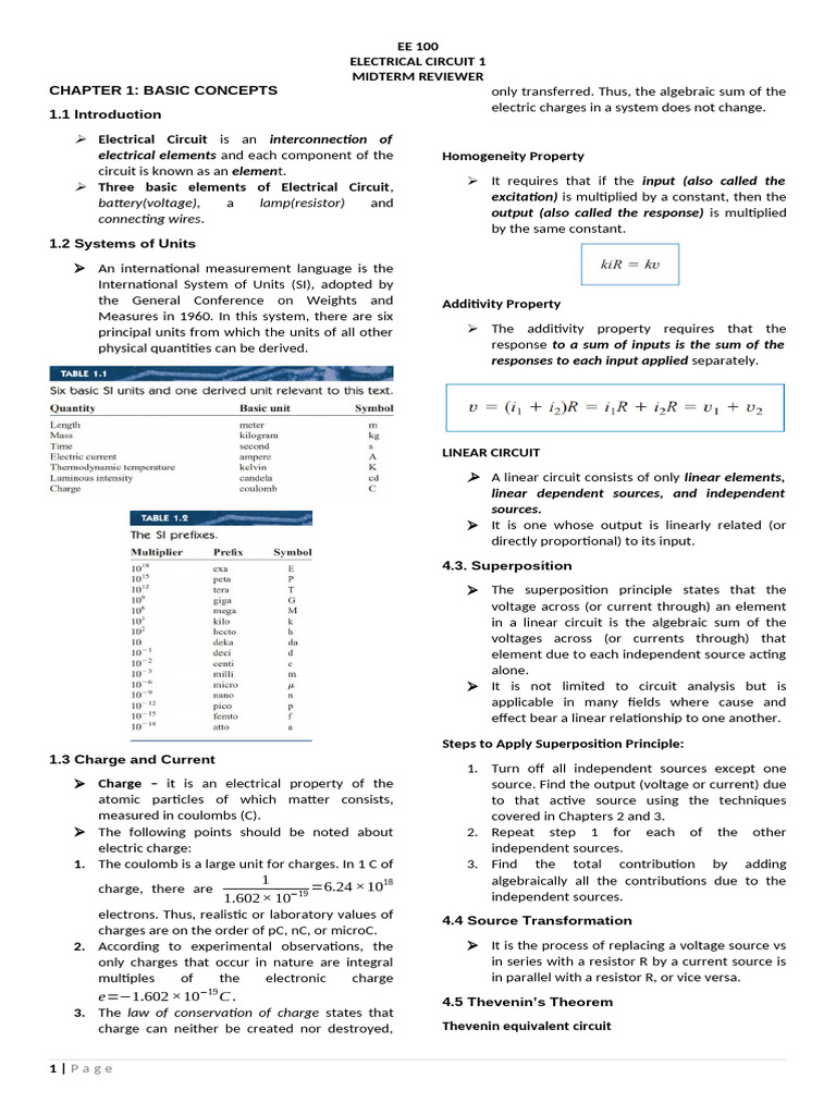 Reviewer - Electrical Circuit - Midterm | PDF